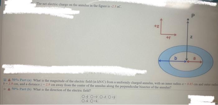 Solved The net electric charge on the annulus in the figure | Chegg.com