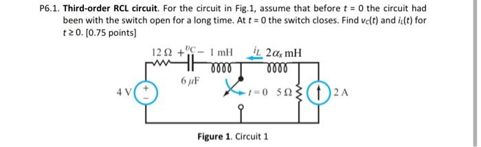 Solved 6.1. Third-order RCL circuit. For the circuit in | Chegg.com