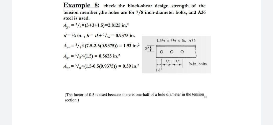 Solved Example 8: check the block-shear design strength of | Chegg.com