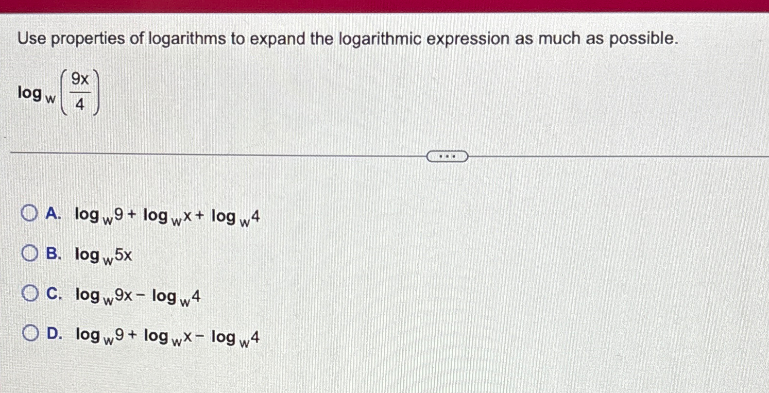 Solved Use properties of logarithms to expand the | Chegg.com