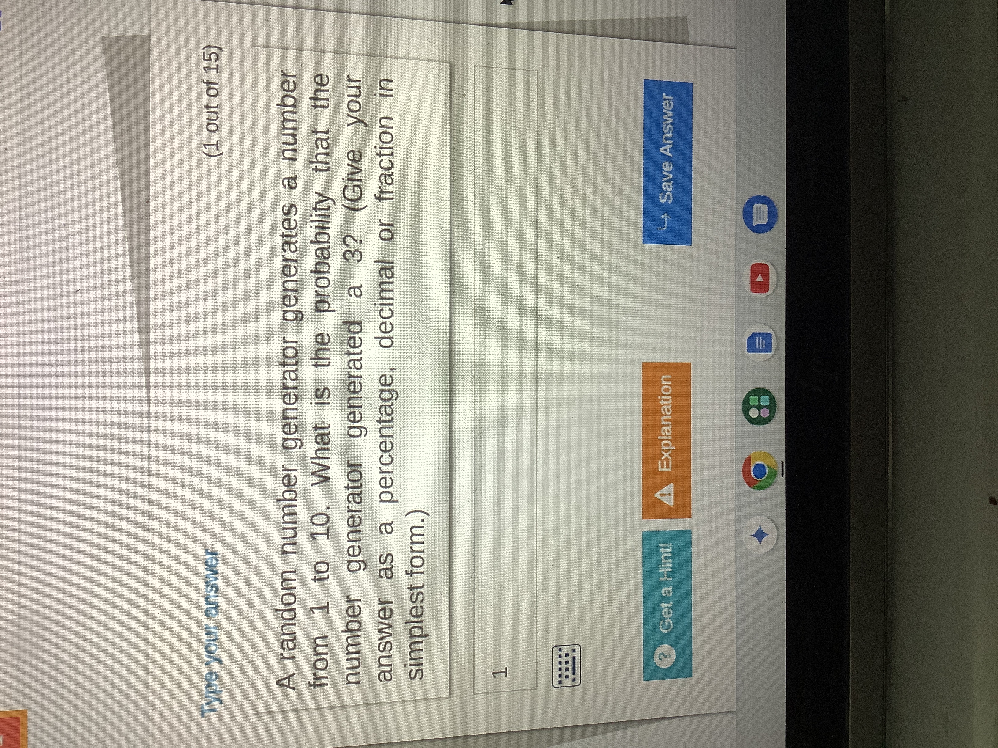 Solved Type your answer(1 ﻿out of 15)A random number | Chegg.com