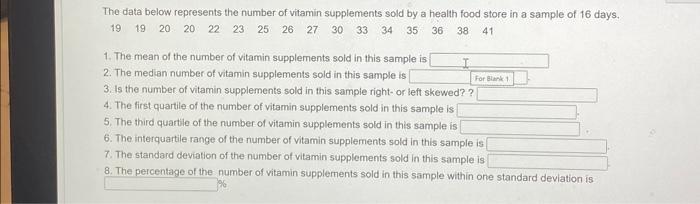 Solved The data below represents the number of vitamin | Chegg.com