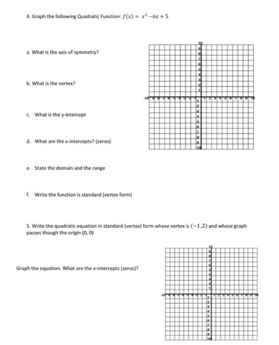 Solved 4. Graph the following Quadratic Function: f(x) = x? | Chegg.com