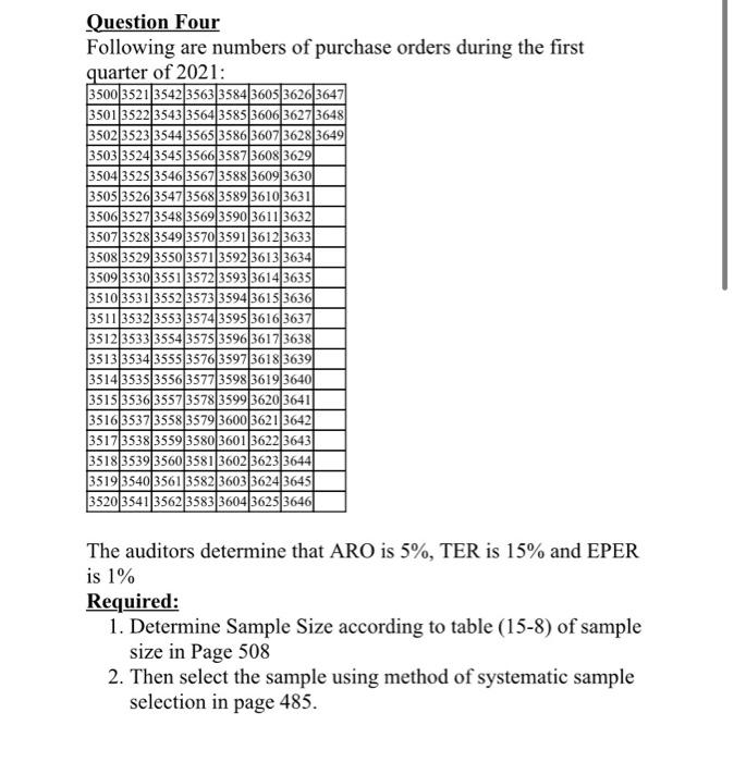 Solved Question Four Following are numbers of purchase | Chegg.com