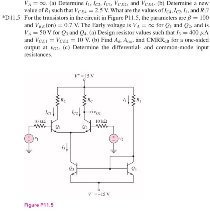 Solved VA = ∞. (a) Determine I1, Ic2, IC4, VCE2, and VCE4. | Chegg.com