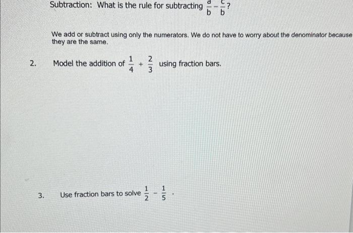 Solved Subtraction: What is the rule for subtracting bd−bc ? | Chegg.com