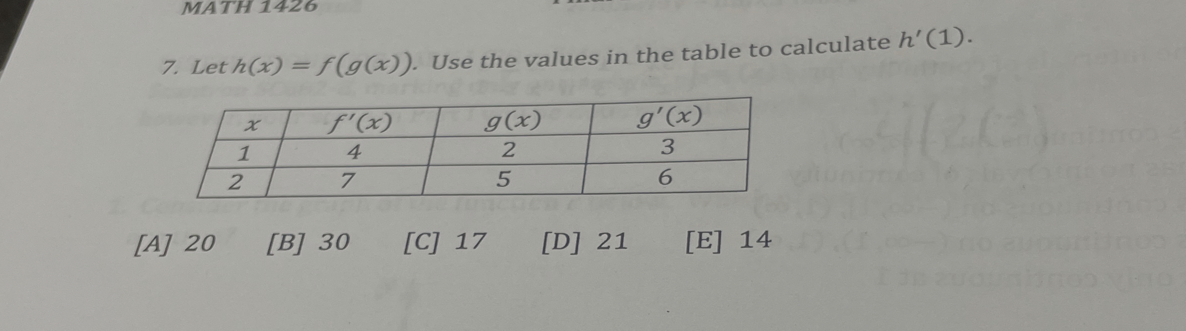 Solved Let h(x)=f(g(x)). ﻿Use the values in the table to | Chegg.com