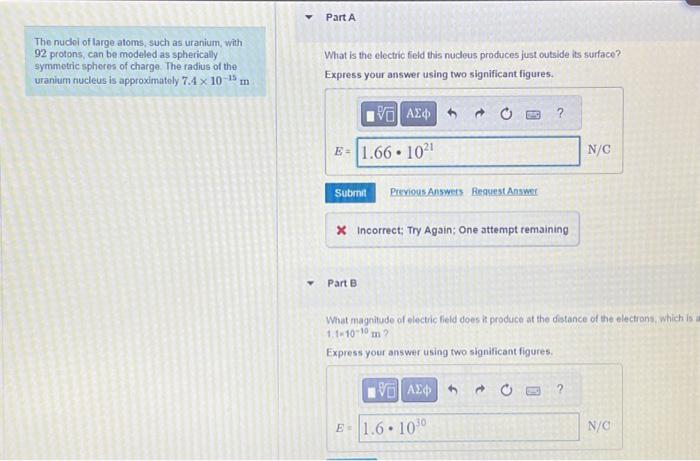 Solved The nuclei of large atoms, such as uranium, with 92 | Chegg.com