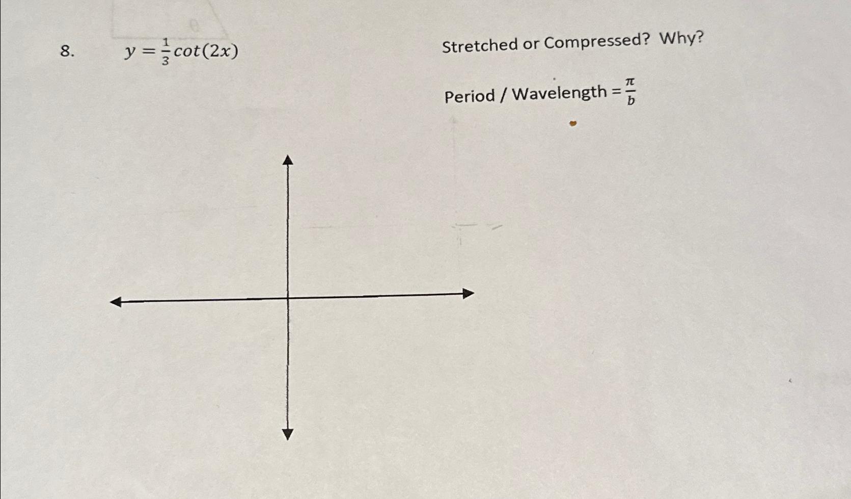 Solved y=13cot(2x)Stretched or Compressed? Why?Period ?? | Chegg.com