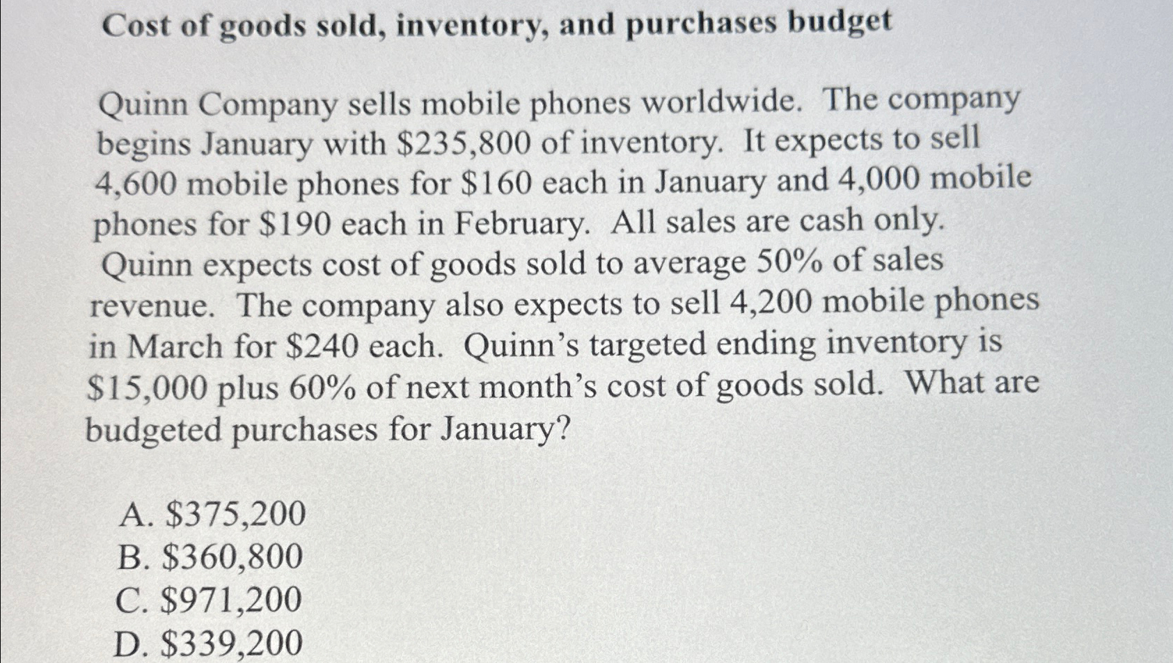Solved Cost of goods sold, inventory, and purchases | Chegg.com