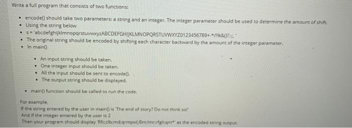 Solved in python please encode() should take two | Chegg.com