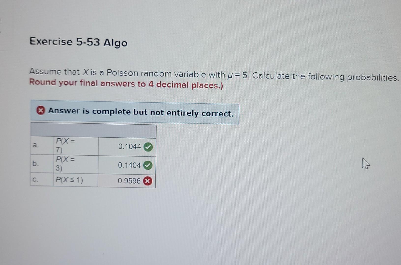 Solved Exercise 5-53 Algo Assume that X is a Poisson random | Chegg.com