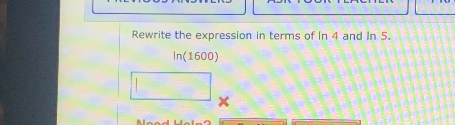 Solved Rewrite the expression in terms of In 4 ﻿and In | Chegg.com