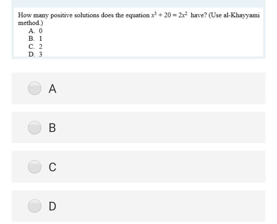 Solved How many positive solutions does the equation x3 + 20 | Chegg.com