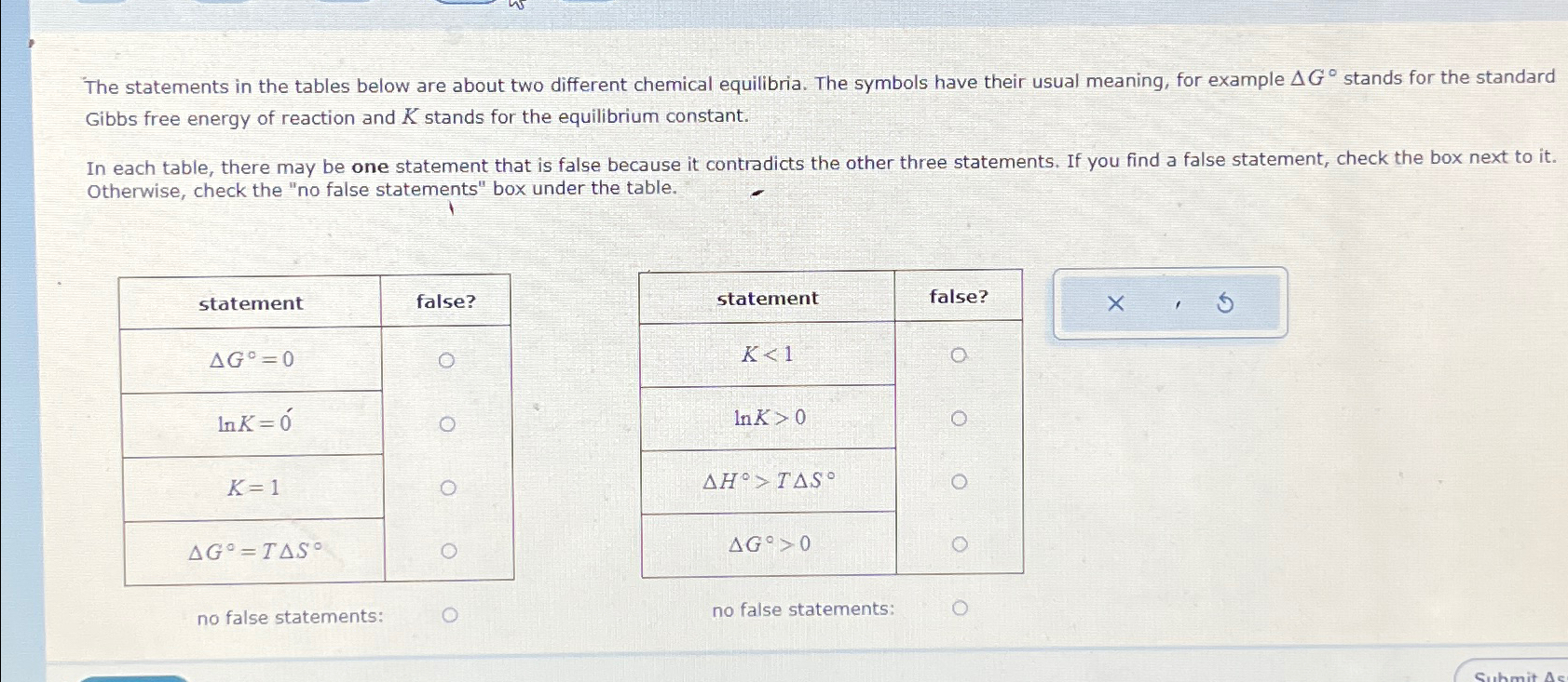 Solved The statements in the tables below are about two | Chegg.com