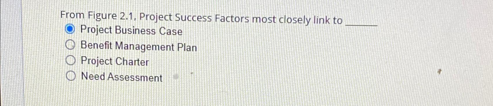 Solved From Figure 2.1, ﻿Project Success Factors most | Chegg.com