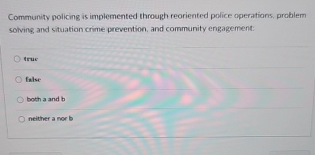 Solved Community policing is implemented through reoriented | Chegg.com
