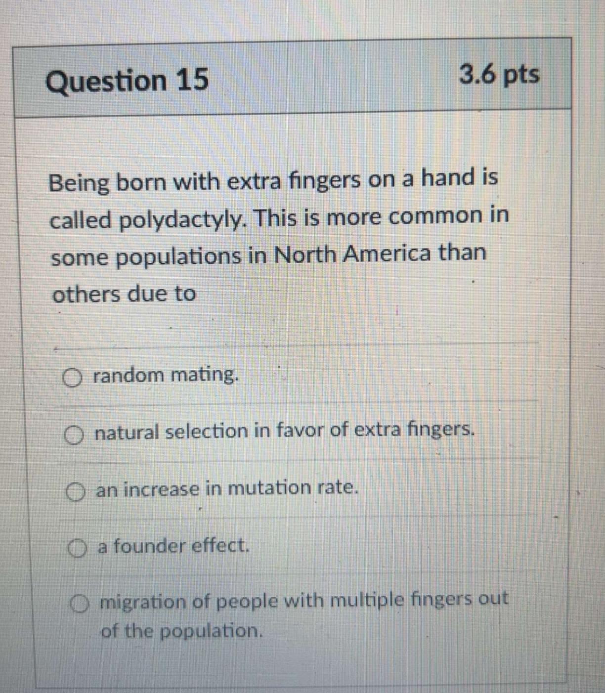 Solved Question 153.6ptsBeing born with extra fingers on a | Chegg.com