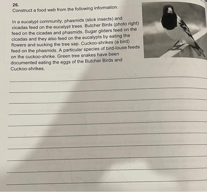 Solved 26. Construct a food web from the following | Chegg.com