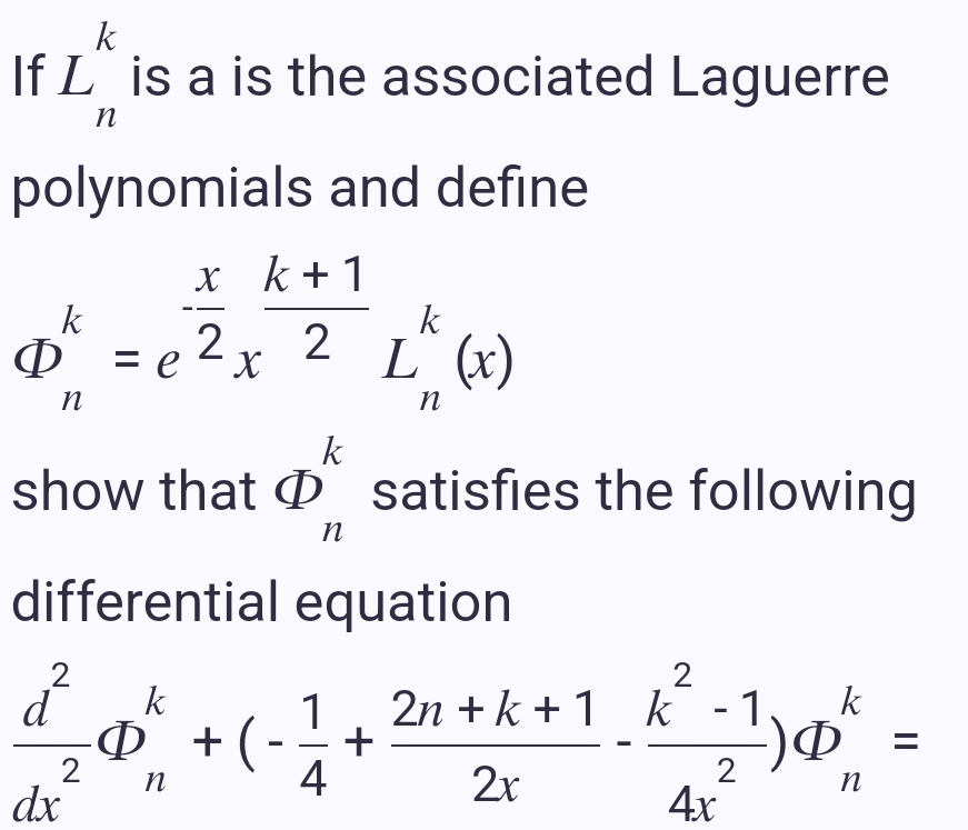 Solved If Lnk ﻿is a is the associated Laguerre polynomials | Chegg.com
