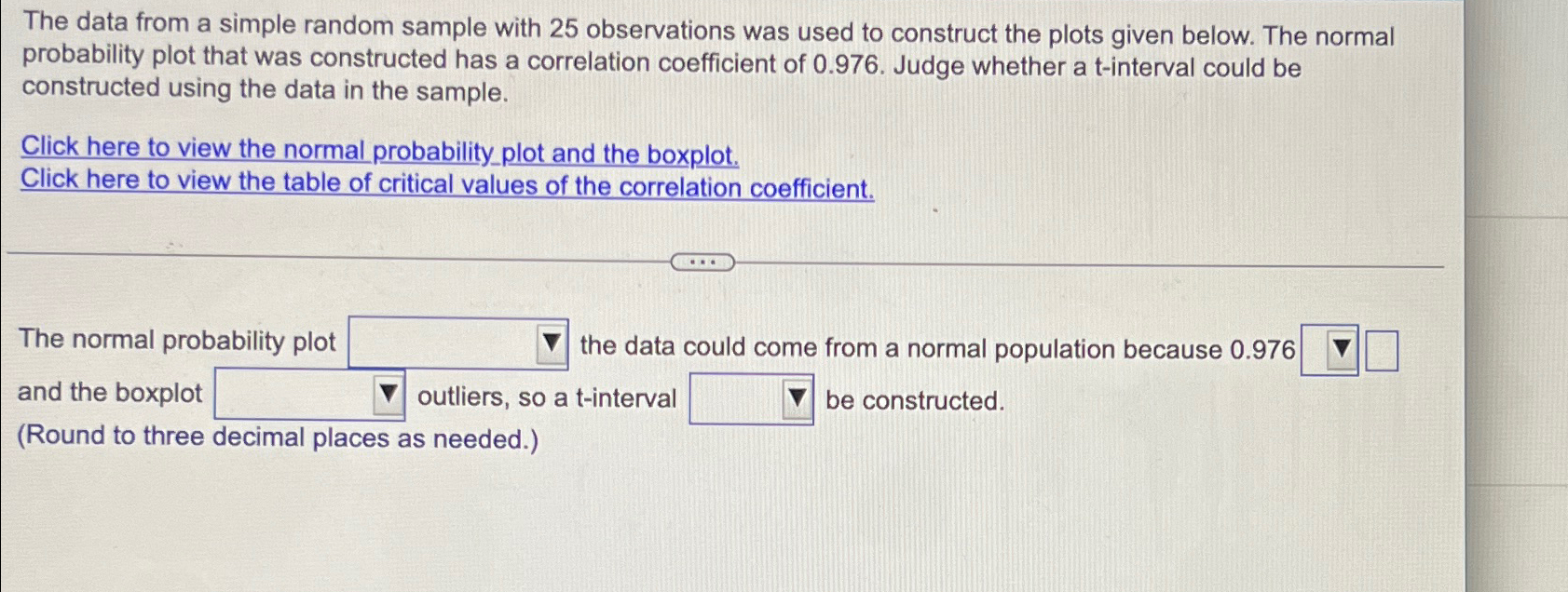 Solved The data from a simple random sample with 25 | Chegg.com