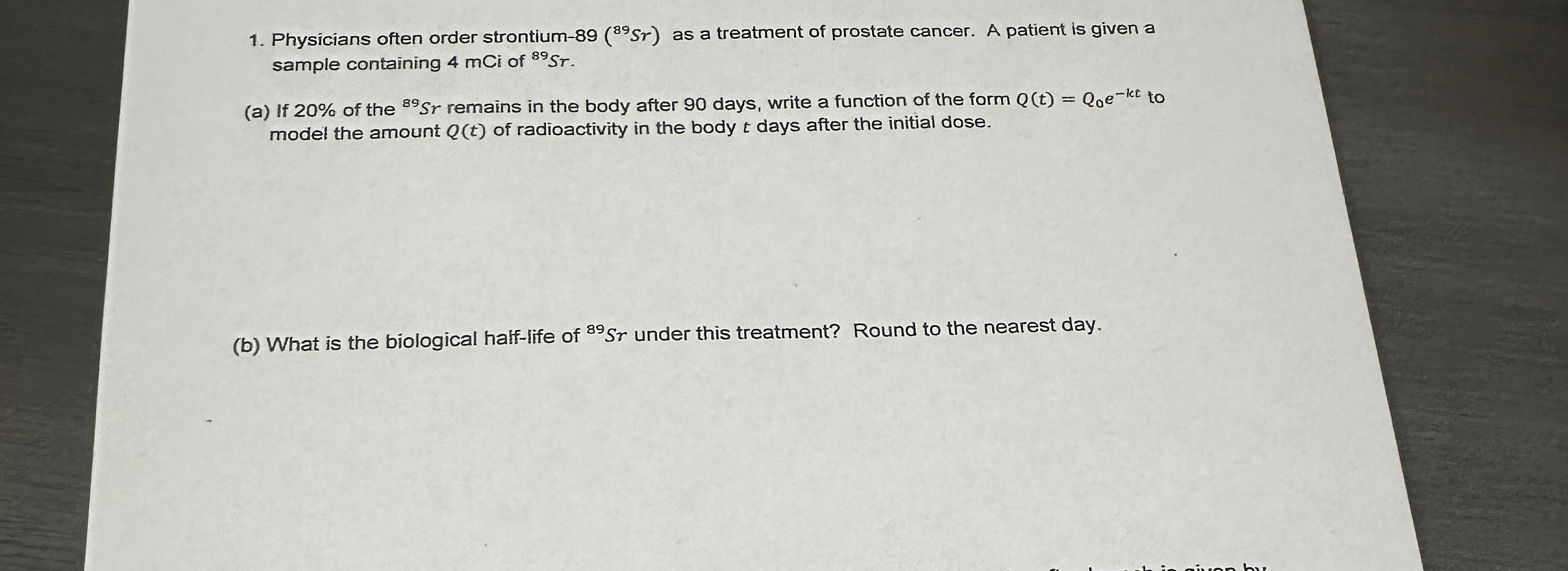 Solved Physicians often order strontium-89 ( (:?89Sr} ﻿as a | Chegg.com