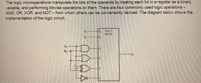 Solved The logic microoperations manipulate the bits of the | Chegg.com