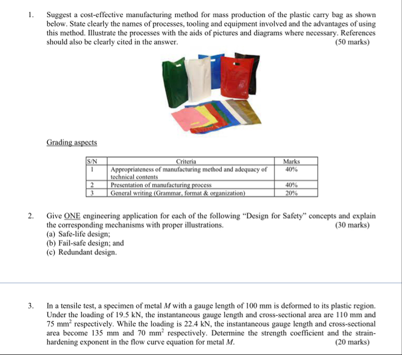 Solved Suggest a cost-effective manufacturing method for | Chegg.com