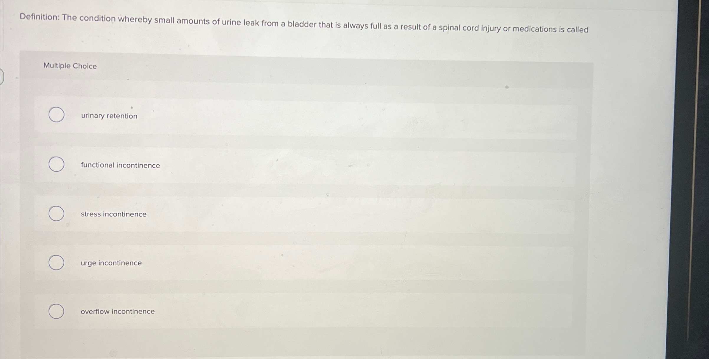 Solved Definition: The condition whereby small amounts of | Chegg.com