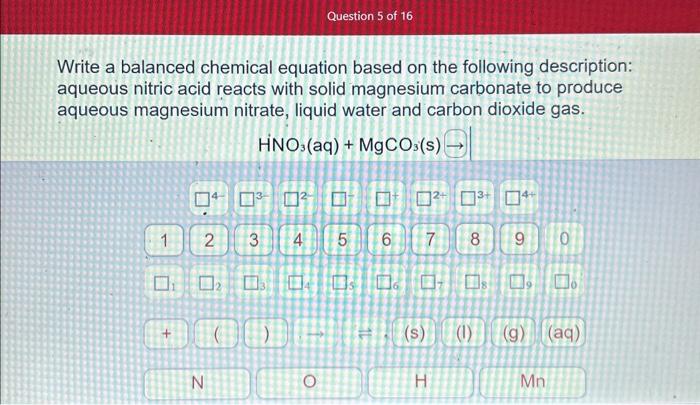 Solved Write a balanced chemical equation based on the | Chegg.com
