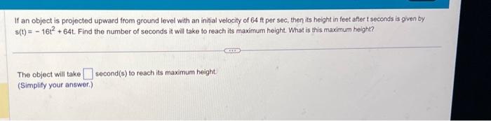 Solved If an object is projected upward from ground level | Chegg.com