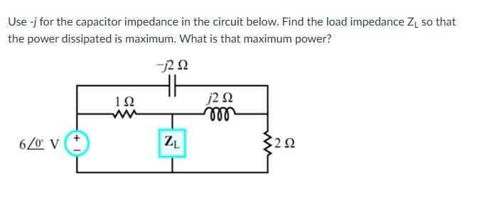 Solved Use -j for the capacitor impedance in the circuit | Chegg.com