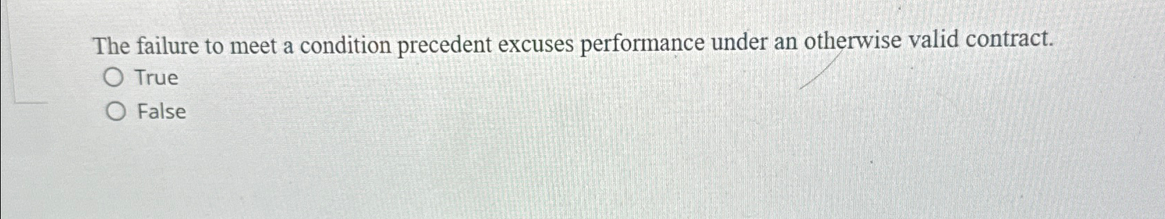 Solved The failure to meet a condition precedent excuses | Chegg.com