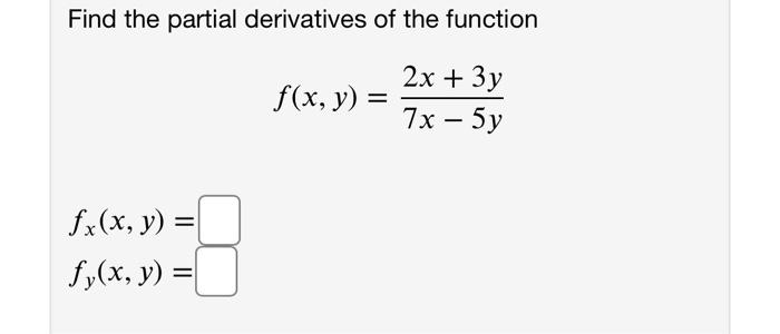 Solved Find the partial derivatives of the function | Chegg.com