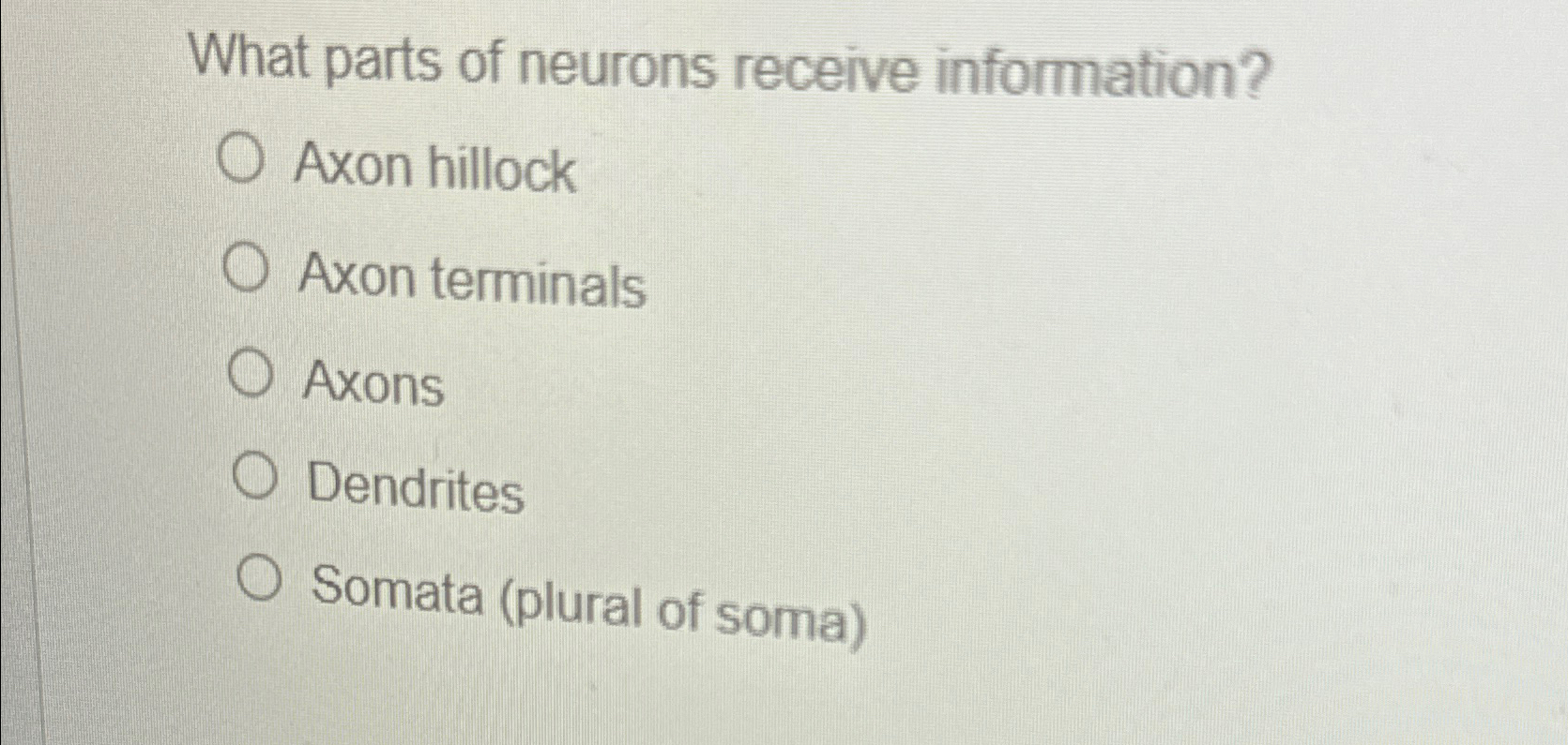 Solved What parts of neurons receive information?Axon | Chegg.com