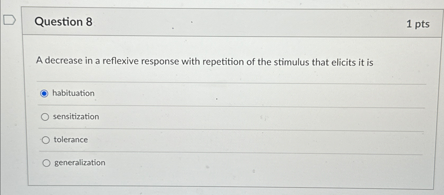 Solved Question 81 ﻿ptsA decrease in a reflexive response | Chegg.com