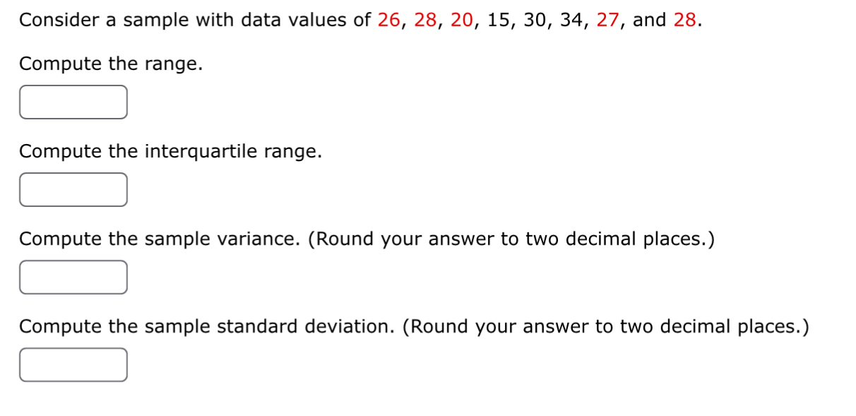 Solved Consider a sample with data values | Chegg.com