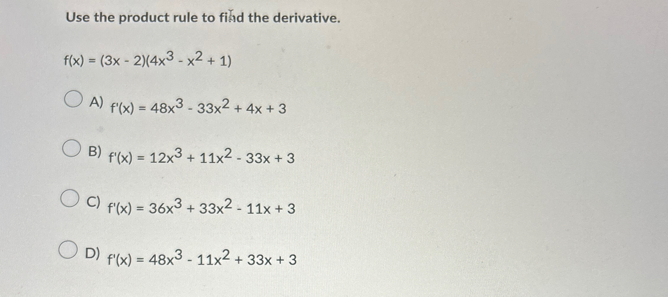 Solved Use the product rule to fitad the | Chegg.com