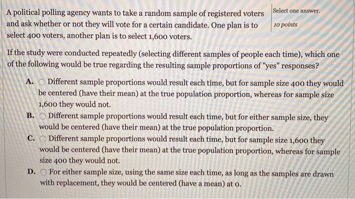 Solved A political polling agency wants to take a random | Chegg.com