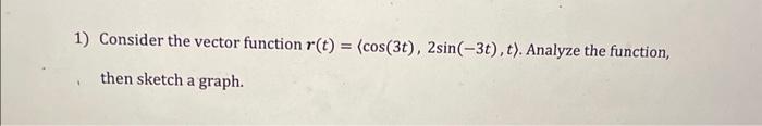 Solved 1) Consider the vector function | Chegg.com