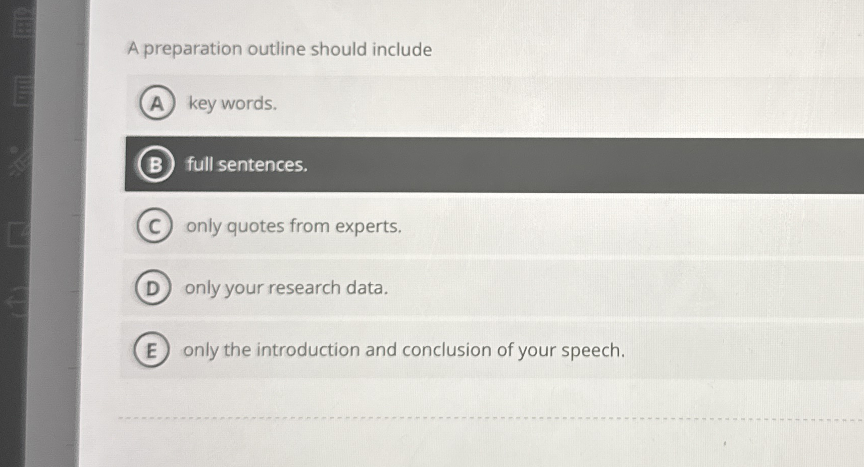 A preparation outline should include ﻿key words.full | Chegg.com