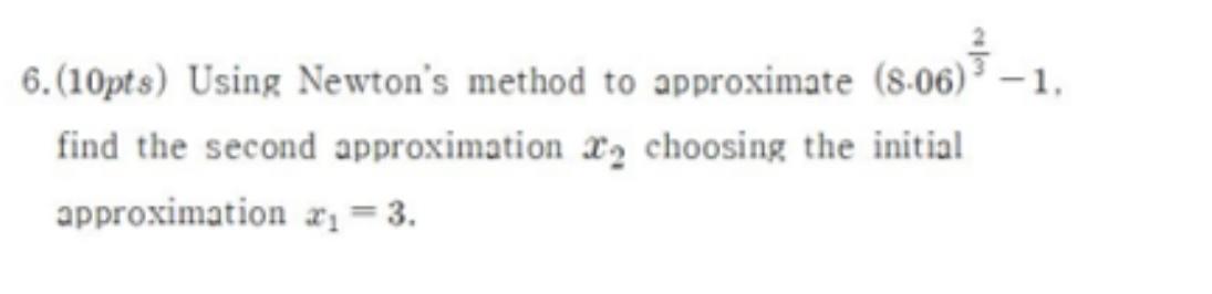 Solved 6.(10pts) ﻿Using Newton's method to approximate | Chegg.com