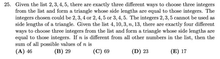 Solved 25. Given the list 2, 3, 4, 5, there are exactly | Chegg.com