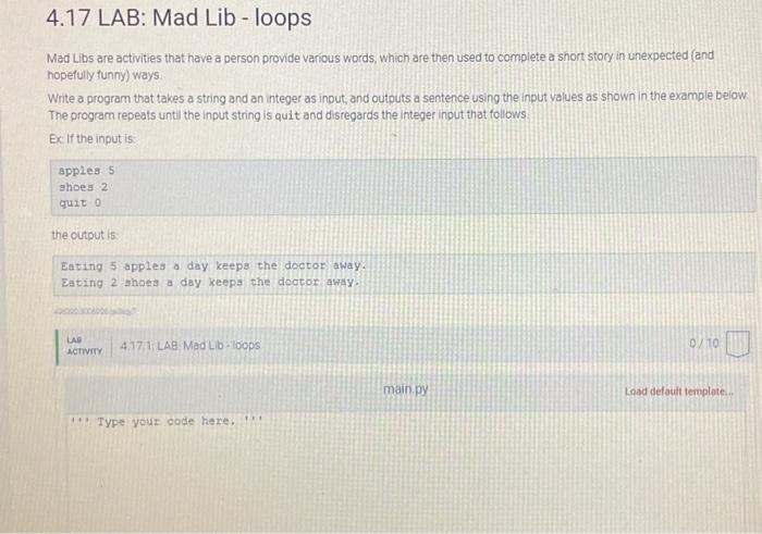 Solved Mad Libs are activities that have a person provide | Chegg.com
