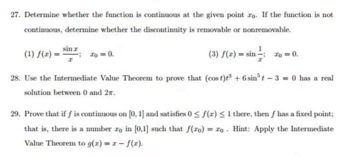 Solved 27. Determine whether the function is continuous at | Chegg.com