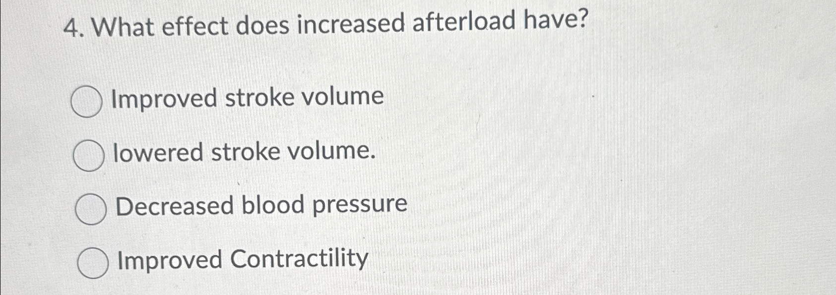 Solved What effect does increased afterload have?Improved | Chegg.com