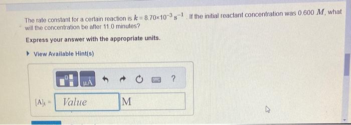 Solved The rate constant for a certain reaction is | Chegg.com