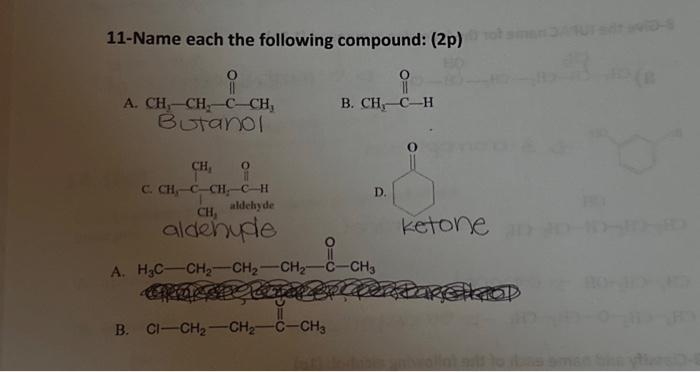 Solved 11-Name each the following compound: (2p) | Chegg.com