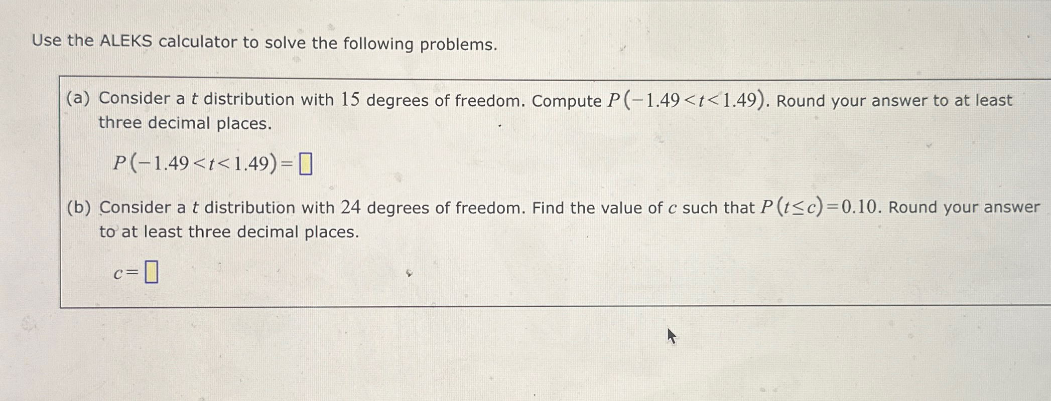Solved Use the ALEKS calculator to solve the following | Chegg.com