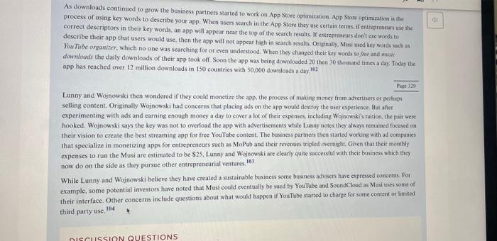 Solved & A CASE | Musi: A Long-Term Sustainable Business? 4 | Chegg.com